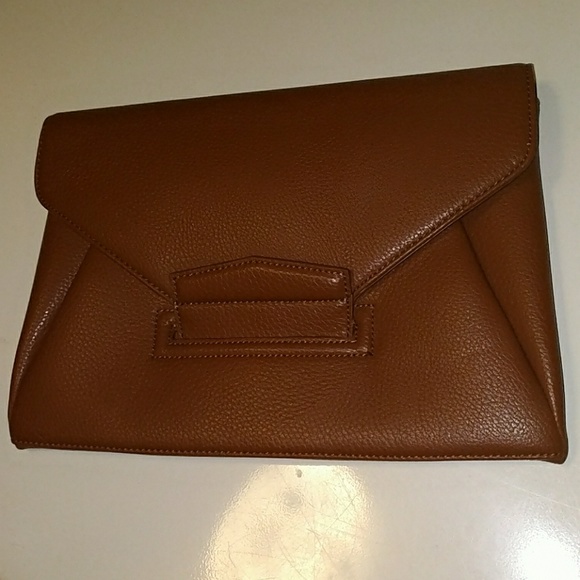 Prive by Sorial | Bags | Prive By Sorial Vegan Brown Leather Clutch Bag ...